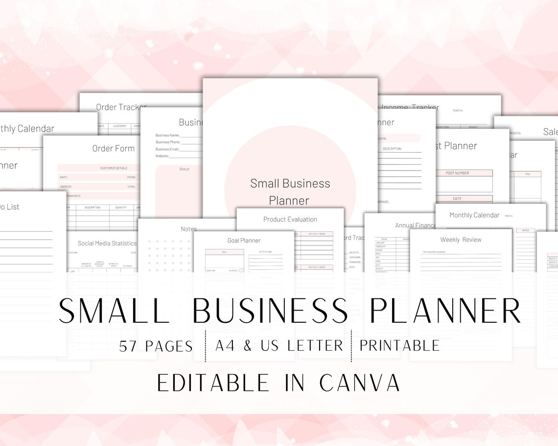 EDITABLE Small Business Planner CANVA Printable PDF A4 Us Letter Home ...