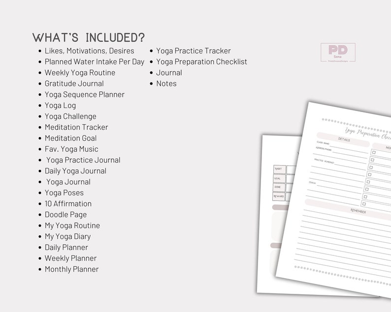 Yoga Journal Yoga Poses Planner Printable Yoga Tracker Wellness Planner ...