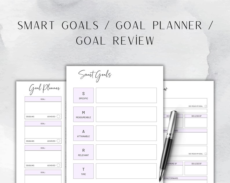 EDITABLE Goal Planner Templates Goals Tracker Smart Goals Annual ...