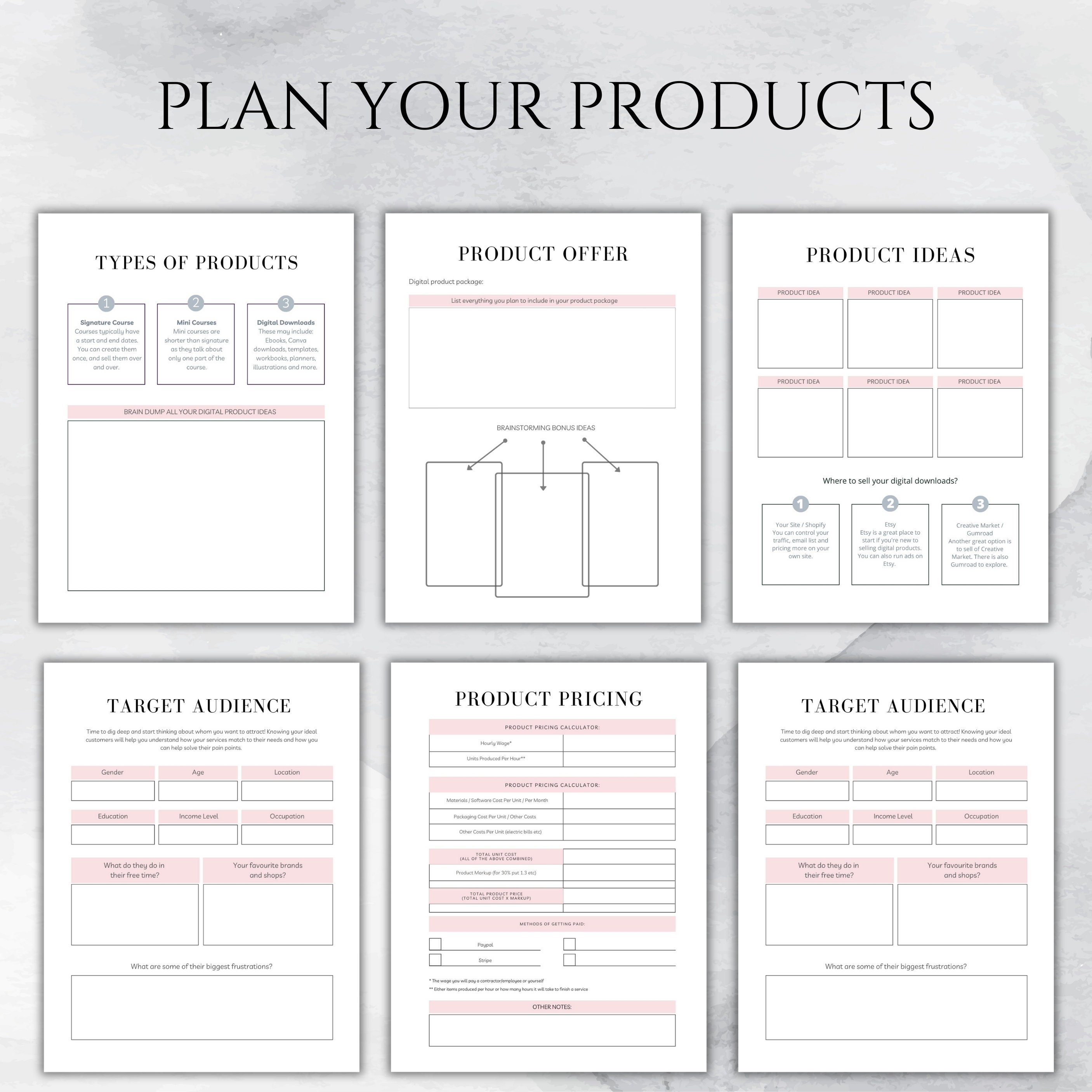 EDITABLE Digital Product Planner Canva Templates PDF Planner Online ...