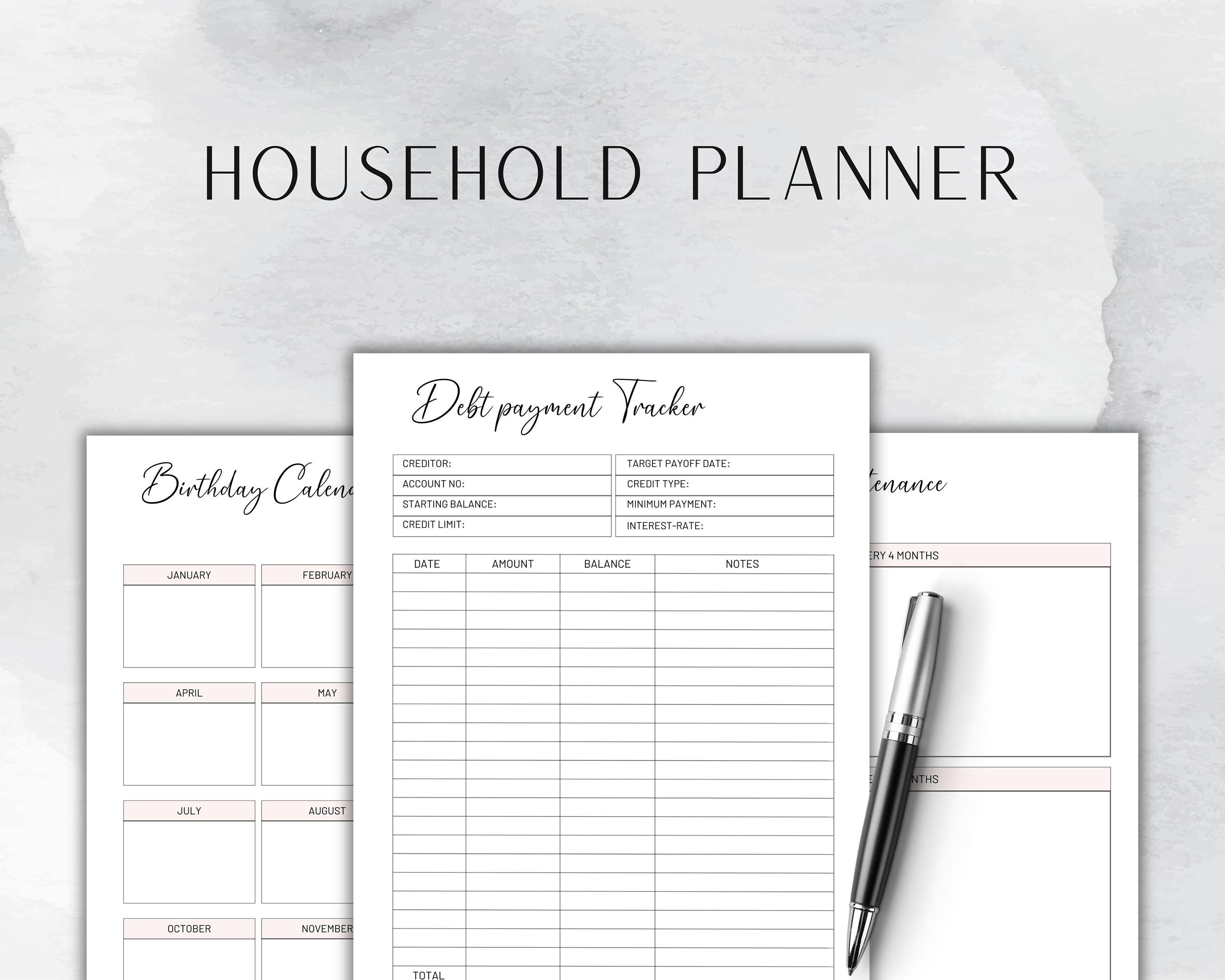 EDITABLE Household Planner Canva Expense Income Tracker Cleaning ...