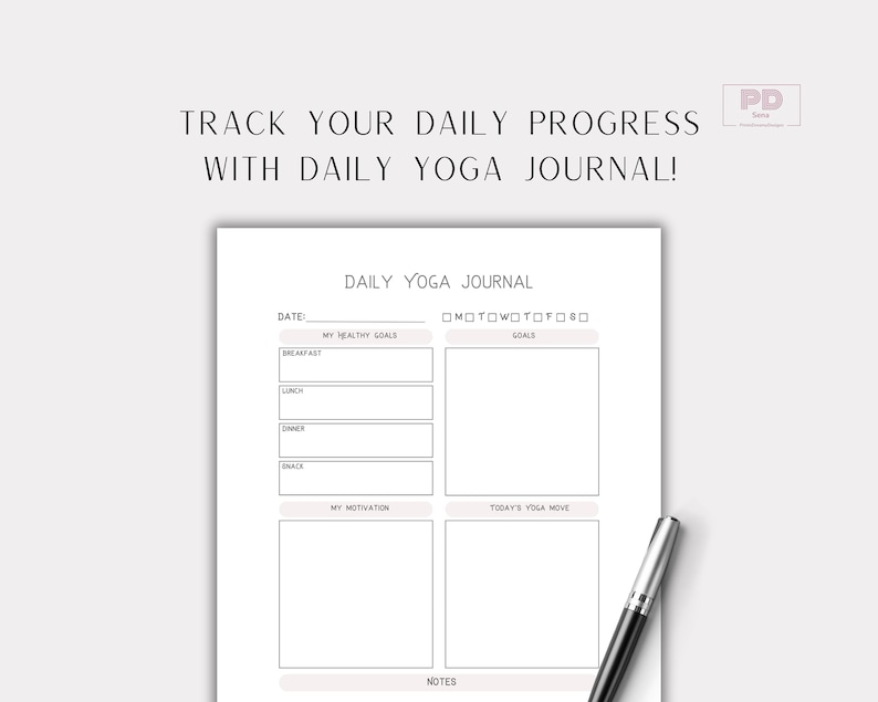 Yoga Journal | Yoga Poses Planner | Printable Yoga Tracker | Wellness ...