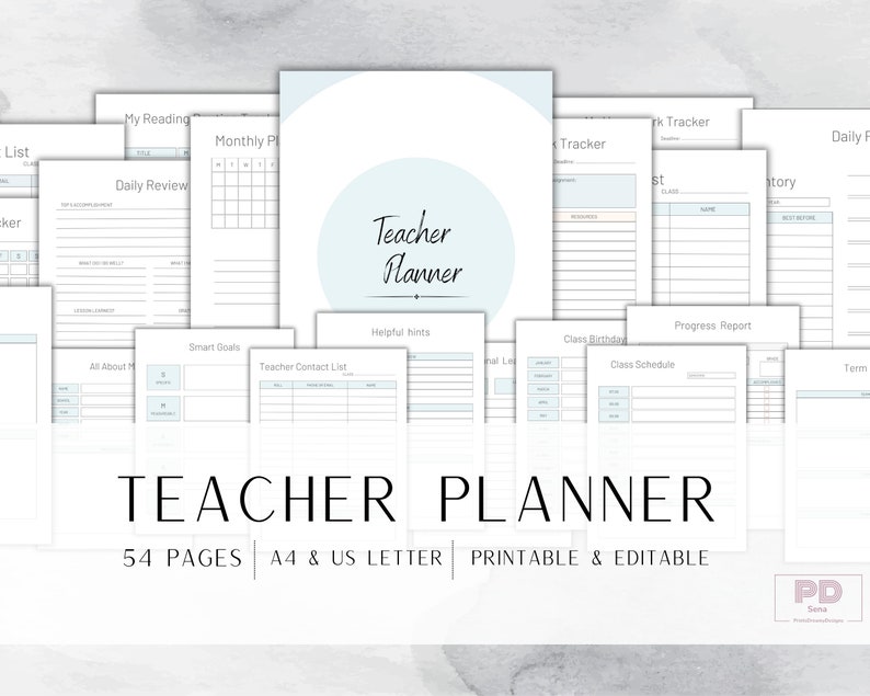 EDITABLE Canva Teacher Planner PDF Lesson Planner Class Schedule ...