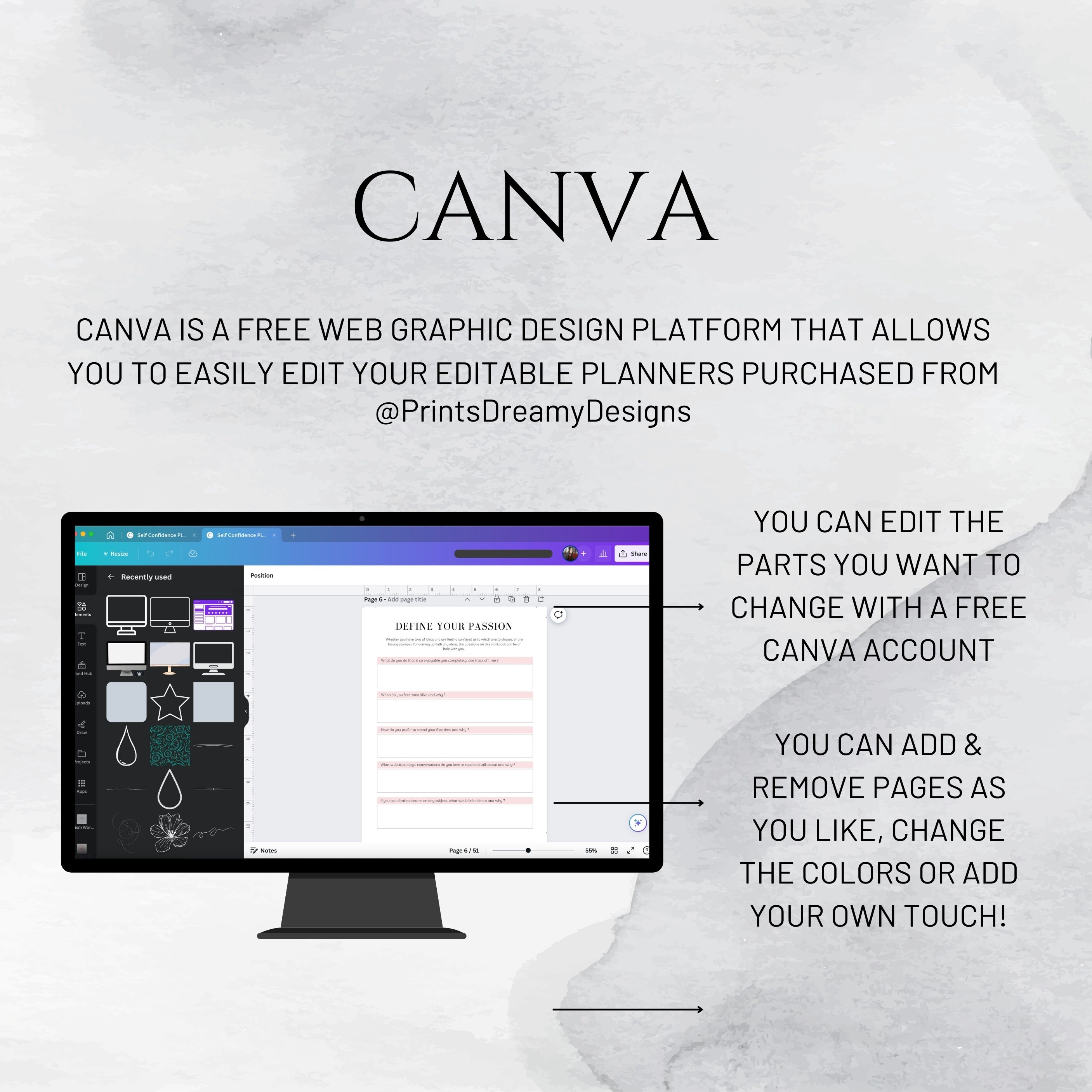 EDITABLE Digital Product Planner Canva Templates PDF Planner Online ...