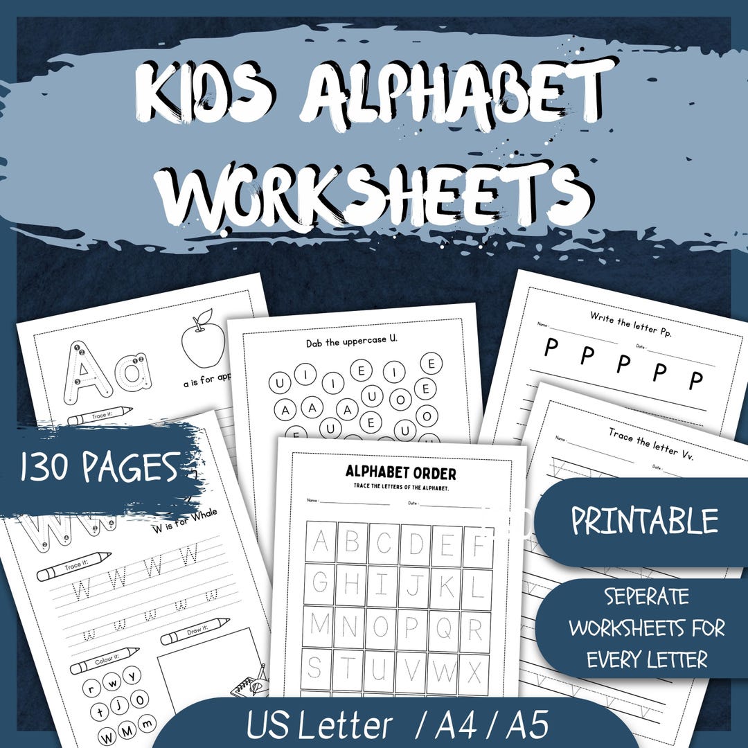 Alphabet Worksheets for Preschool Kindergarten Printable Handwriting ...