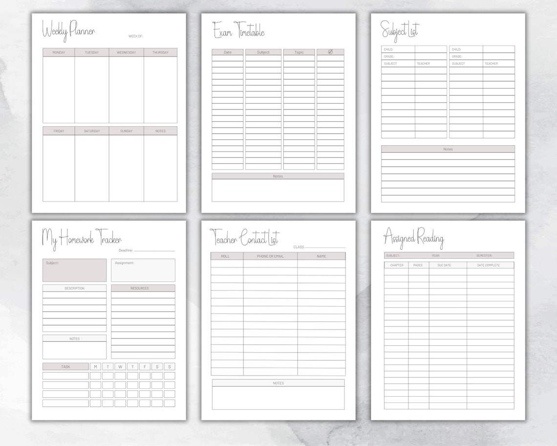 EDITABLE Student Planner Templates Study Journal Workbook Worksheets ...