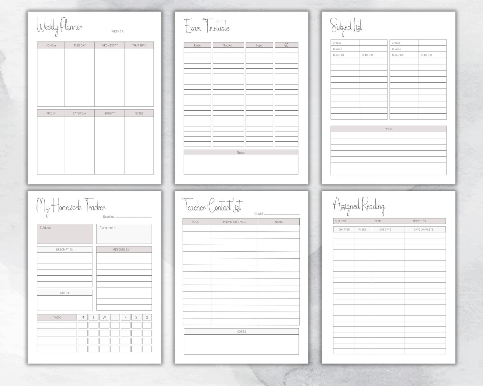 EDITABLE Student Planner Templates Study Journal Workbook Worksheets ...