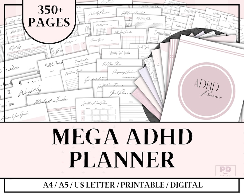 ADHD Mega Planner Adult Productivity Life Planner A4 A5 US Letter Size ...
