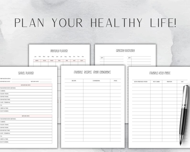 EDITABLE Healthy Living Planner Canva Templates Weight Planner Food ...