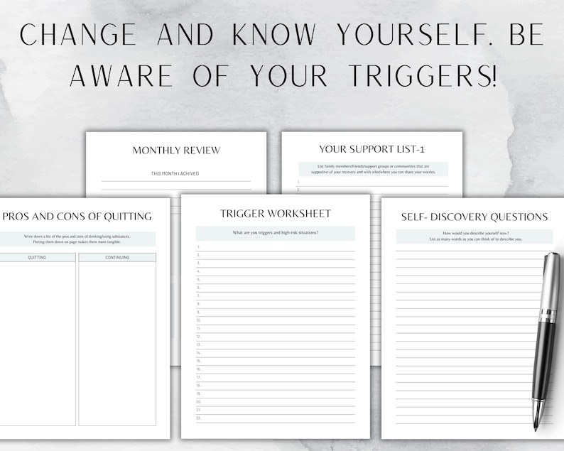 EDITABLE Addiction Recovery Planner Journal Templates Addiction ...