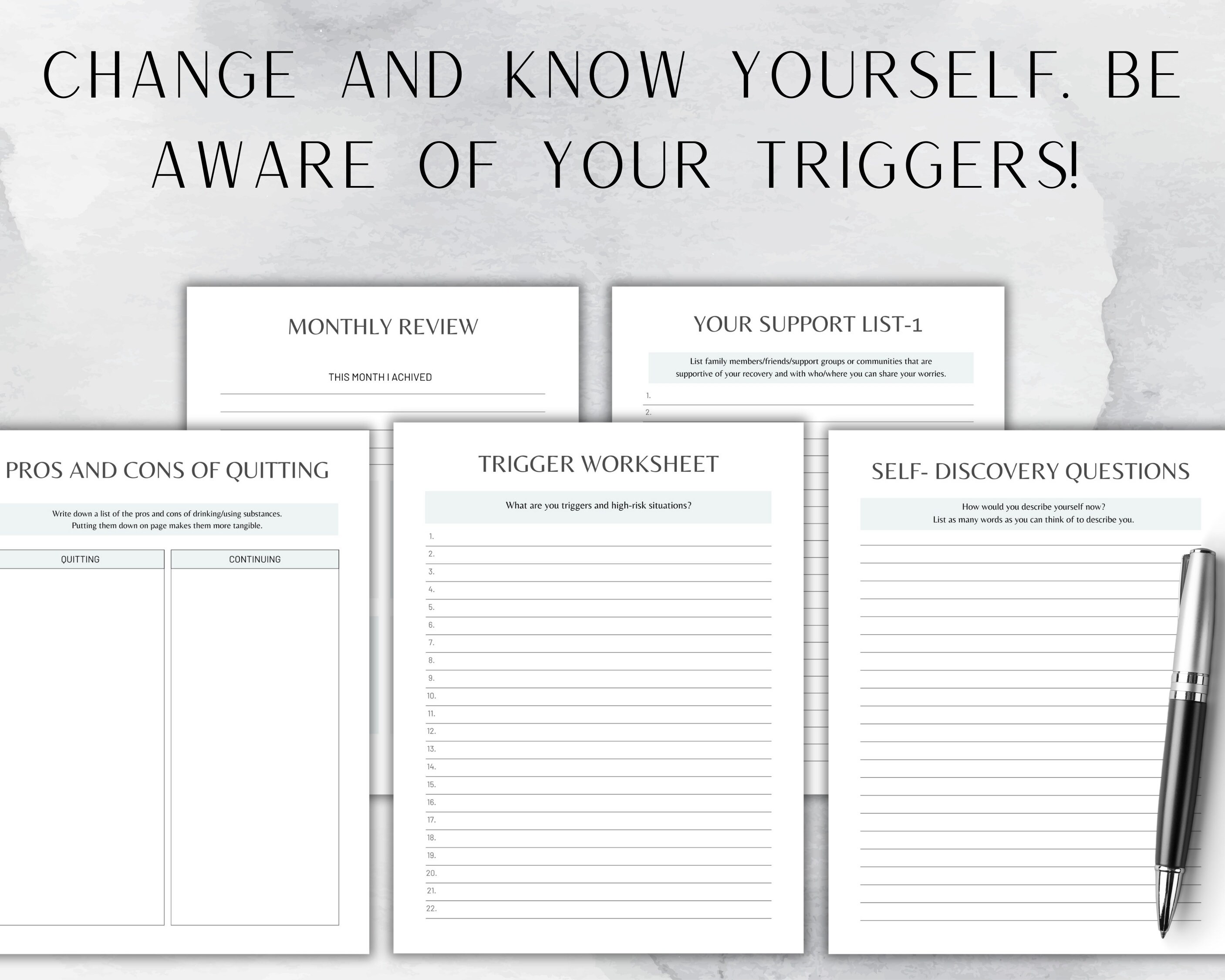 EDITABLE Addiction Recovery Planner Journal Templates Addiction ...