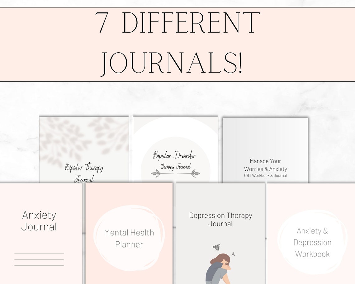 Bipolar Disorder Therapy SET BUNDLE Anxiety Depression Workbook Journal ...