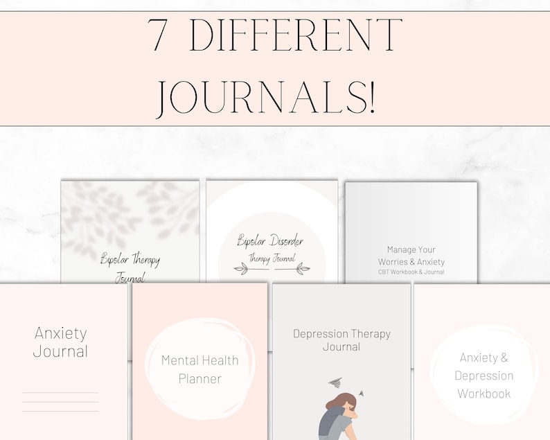 Bipolar Disorder Therapy SET BUNDLE Anxiety Depression Workbook Journal ...
