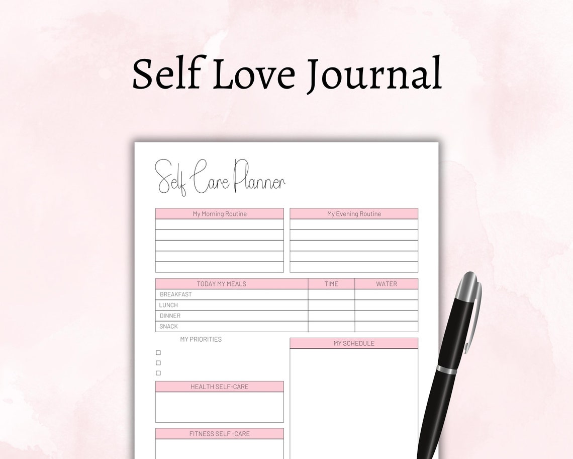 Self Love Journal Workbook Planner Self Love Worksheets Mental Health ...