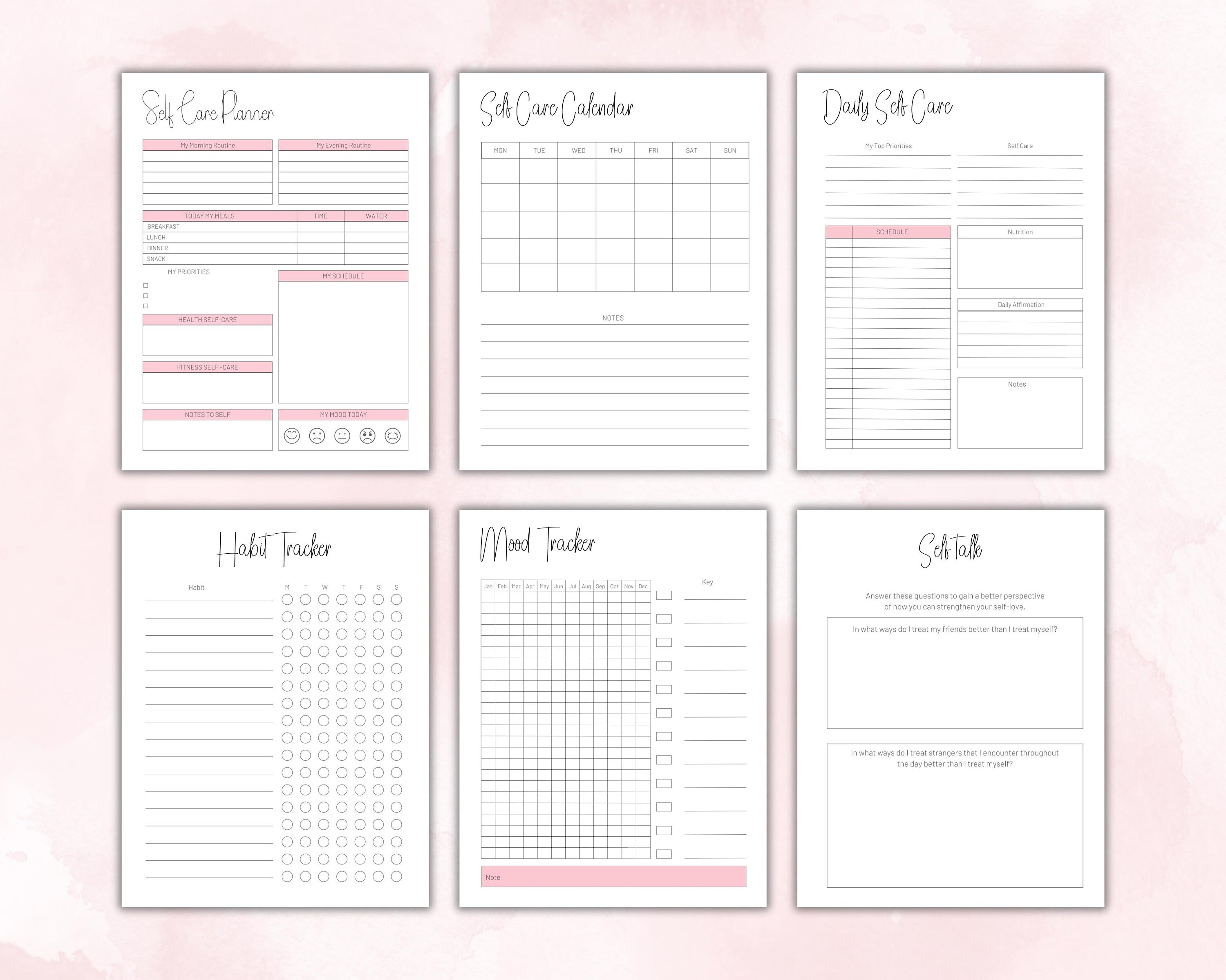 Self Love Journal Workbook Planner Self Love Worksheets Mental Health ...