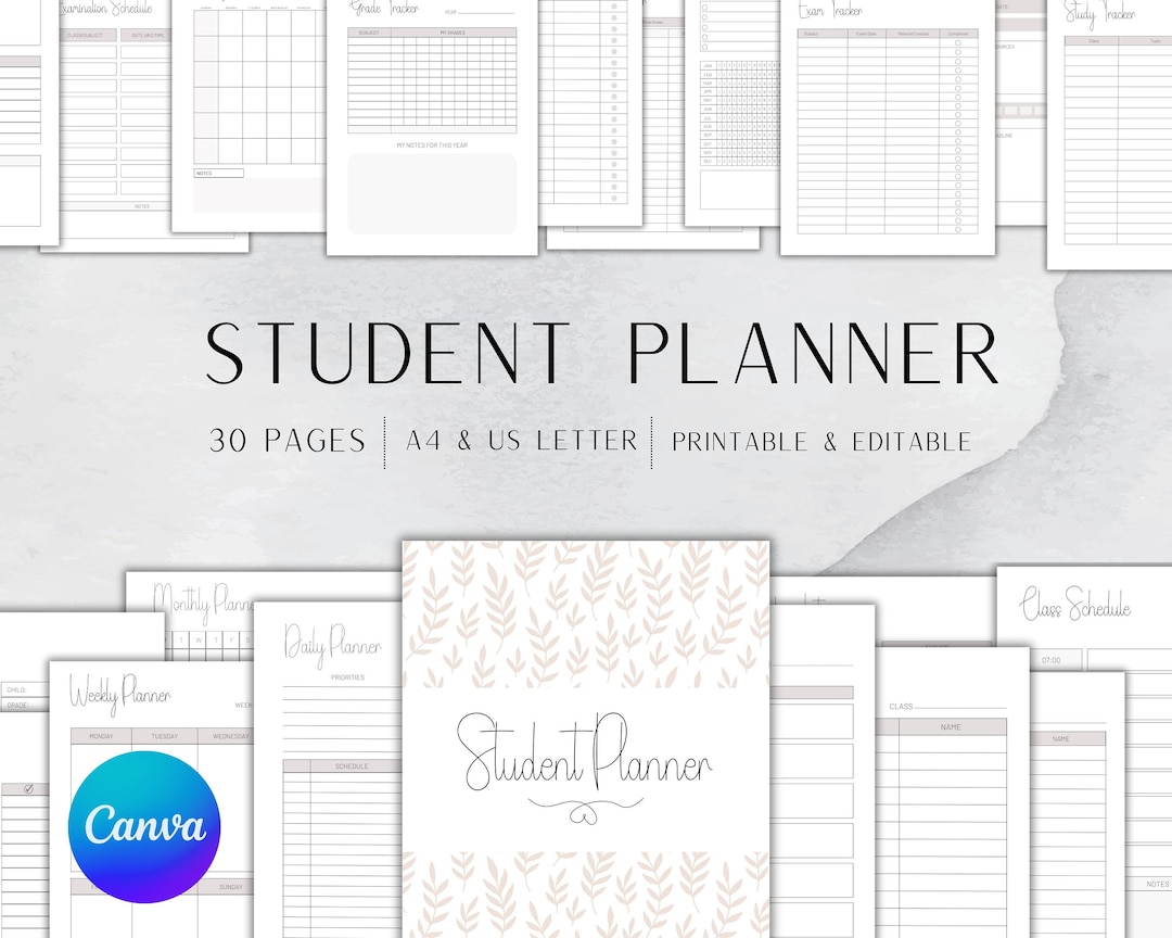 EDITABLE Student Planner Templates Study Journal Workbook Worksheets ...
