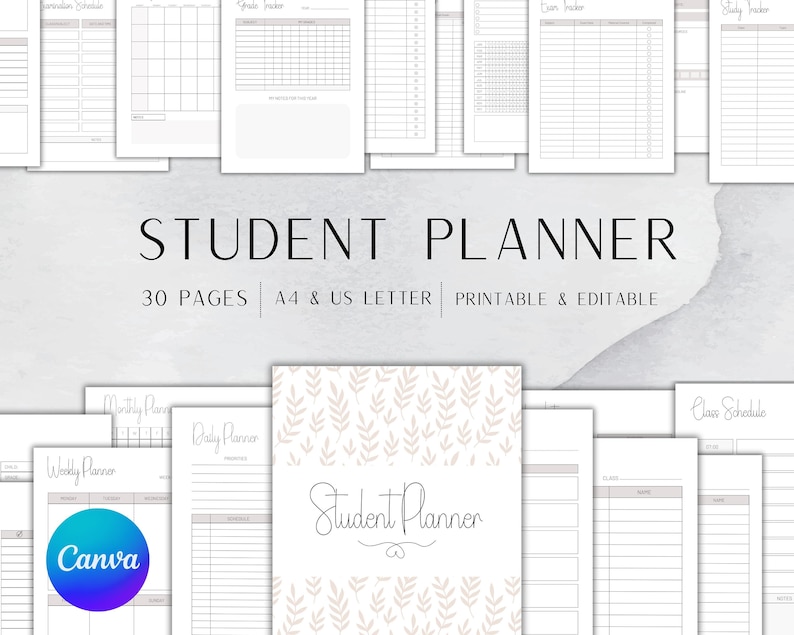 EDITABLE Student Planner Templates Study Journal Workbook Worksheets ...