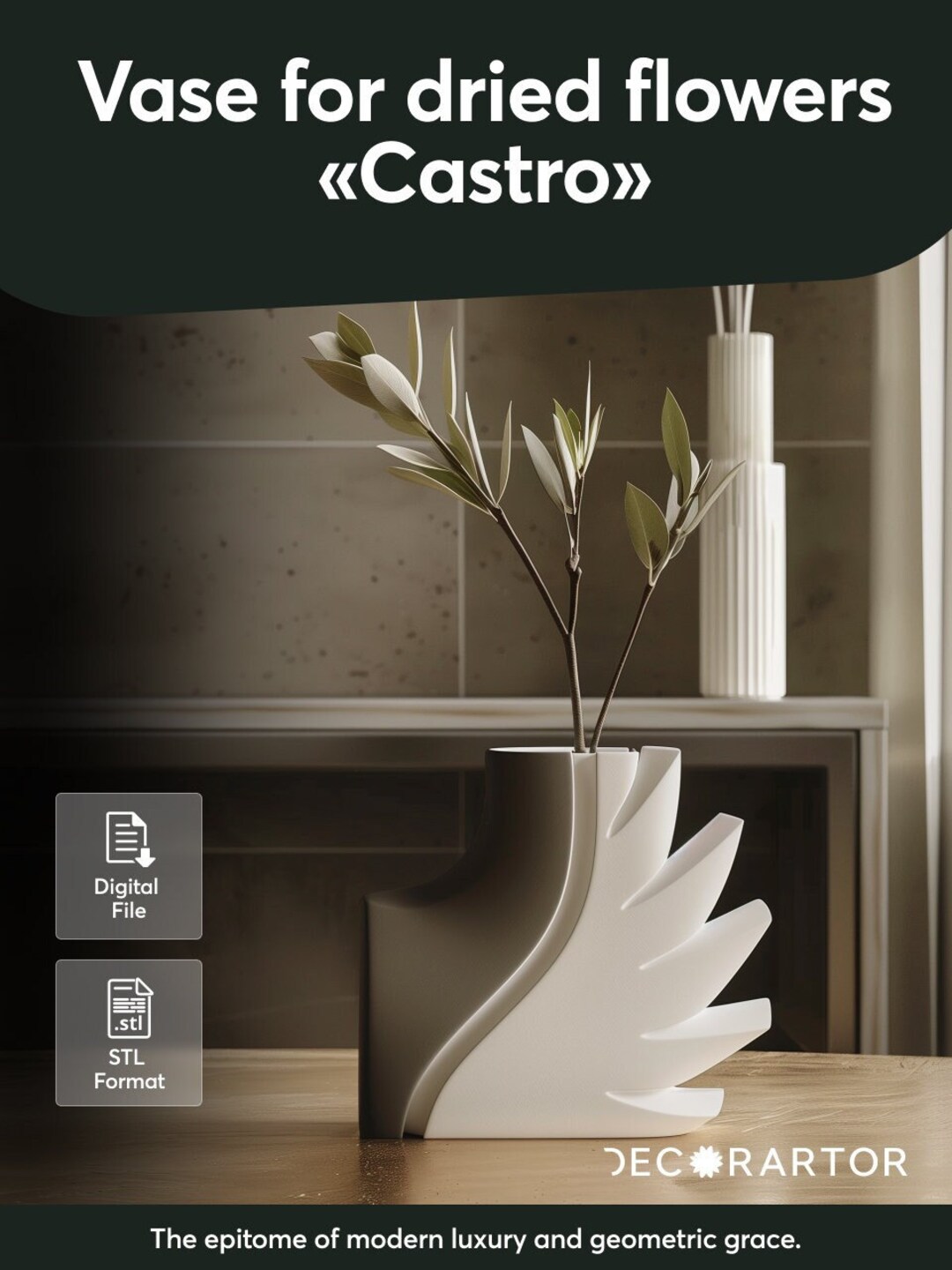 Castro Vase – Modern Home Decor – 3D Printable Model | Digital STL File ...