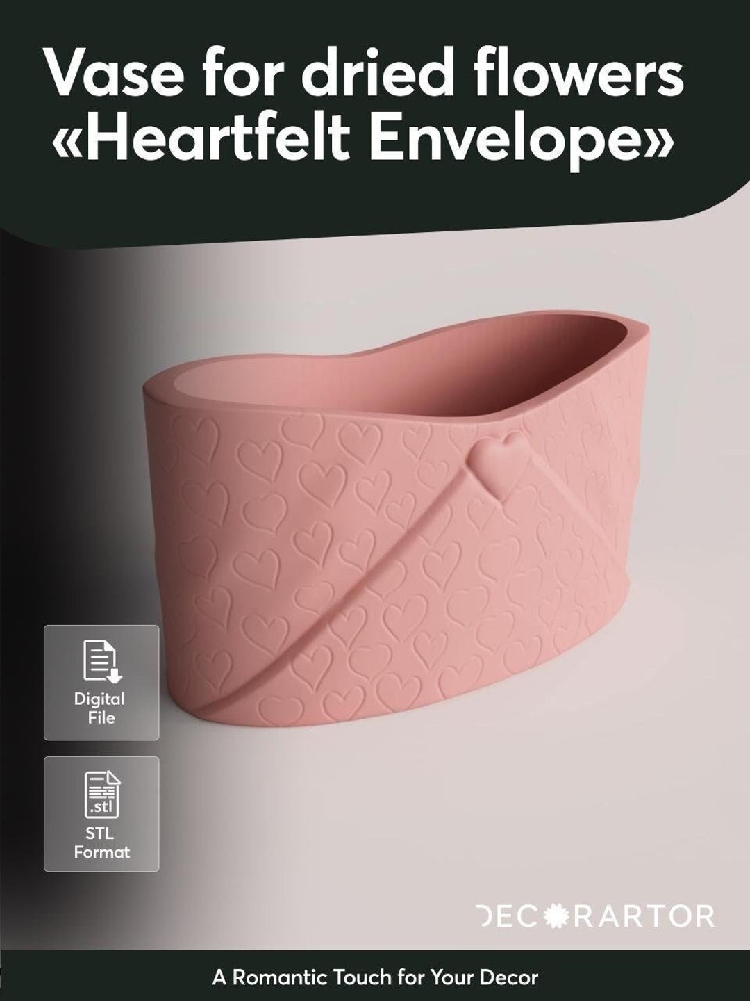 Heartfelt Envelope Vase – Modern Home Decor – 3D Printable Model ...