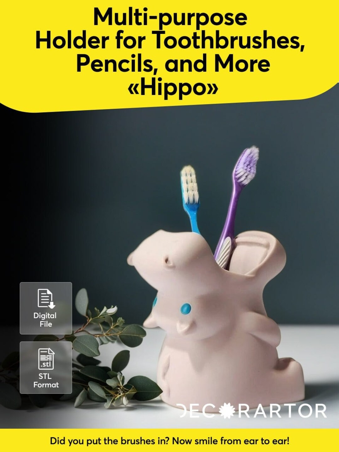 Multi-purpose Holder for Toothbrushes, Pencils and More Hippo - Etsy