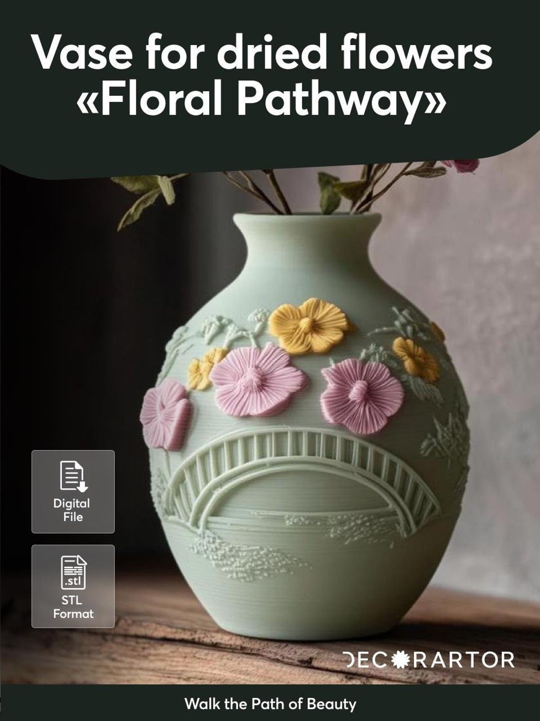 Floral Pathway Vase – Modern Home Decor – 3D Printable Model | Digital ...