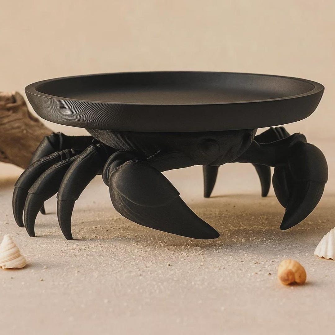 Crab Claw Stand • 3d-printed Sea-inspired Tray • Matte Black Dish on ...