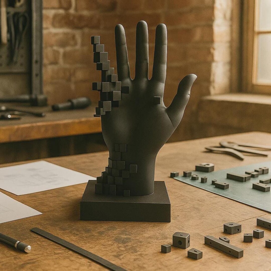 Pixelated Hand Sculpture • 3d-printed Cubic Disintegration • Matte ...