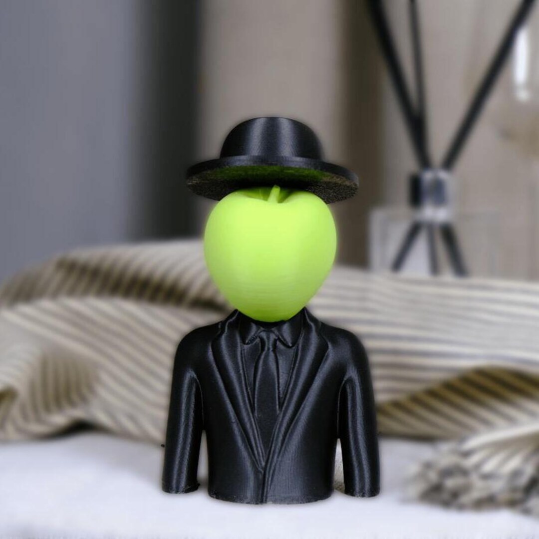 Echo of Magritte Sculpture • 3d-printed Surreal Decor • Apple Face With ...