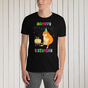 Cheems Happy Birthday Meme Shirt With Vanilla Cake and - Etsy