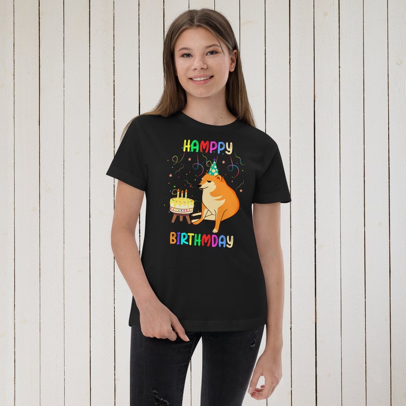 Cheems Happy Birthday Meme Shirt With Vanilla Cake and - Etsy