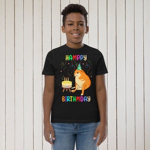 Cheems Happy Birthday Meme Shirt With Vanilla Cake and - Etsy