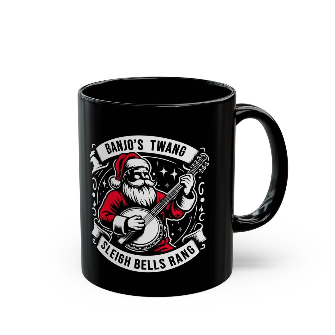 Santa Claus Banjo Player Mug, Papa Noel Banjoist Hot Tea Cup, Banjo's ...