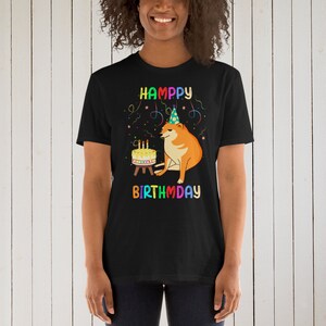 Cheems Happy Birthday Meme Shirt With Vanilla Cake and - Etsy