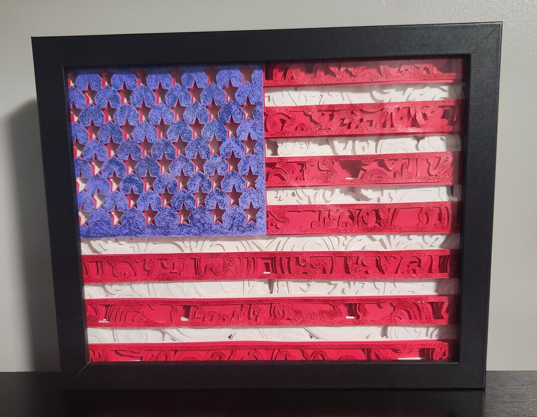 Framed USA Flag 3D Layered Paper Art: Patriotic Mandala - Etsy