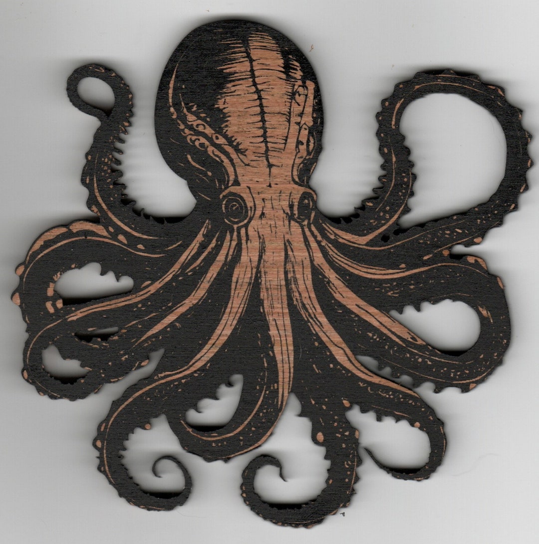 Laser Cut Kraken Wood Cutout: Nautical Sea Monster Wall Art - Etsy