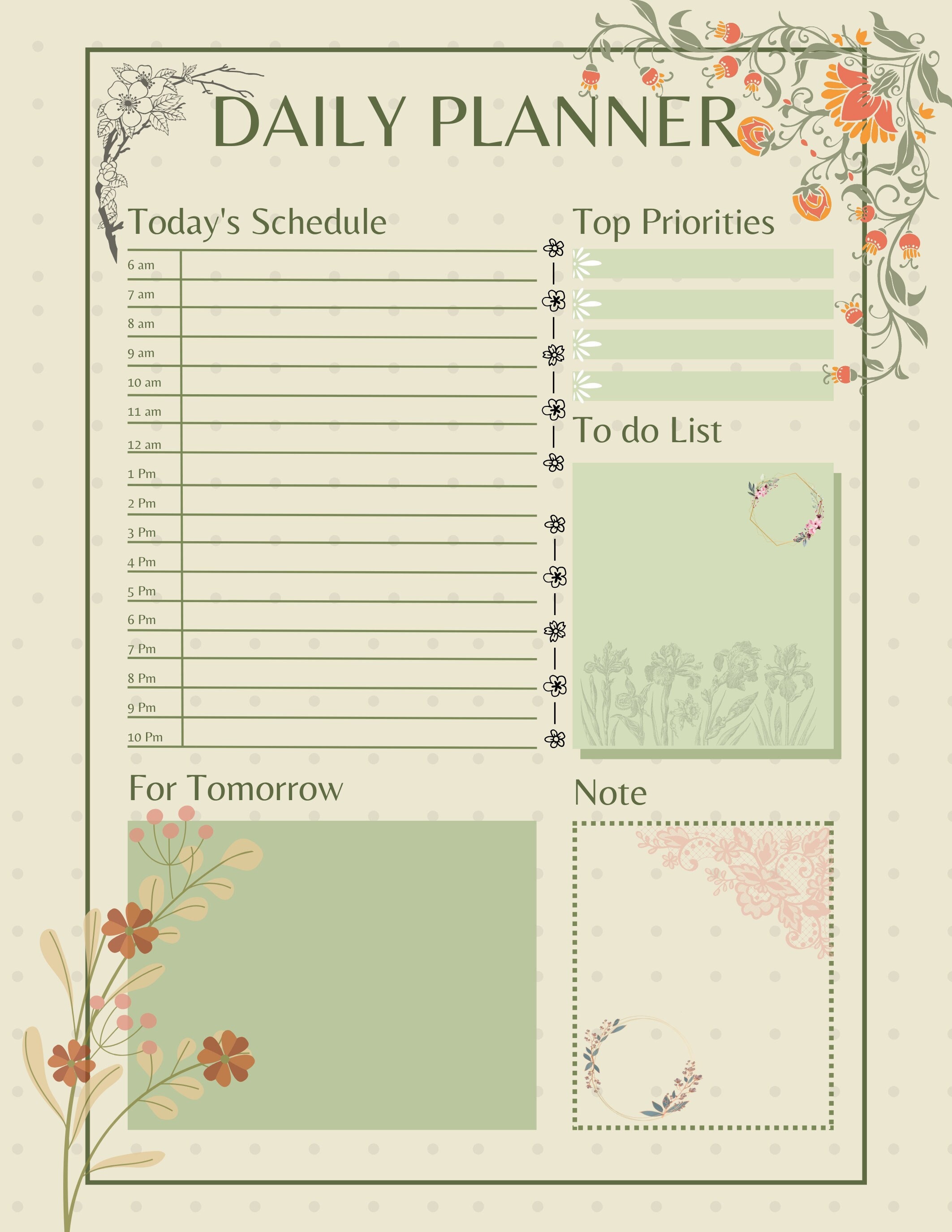 Boho Floral Daily Planner printable - Etsy