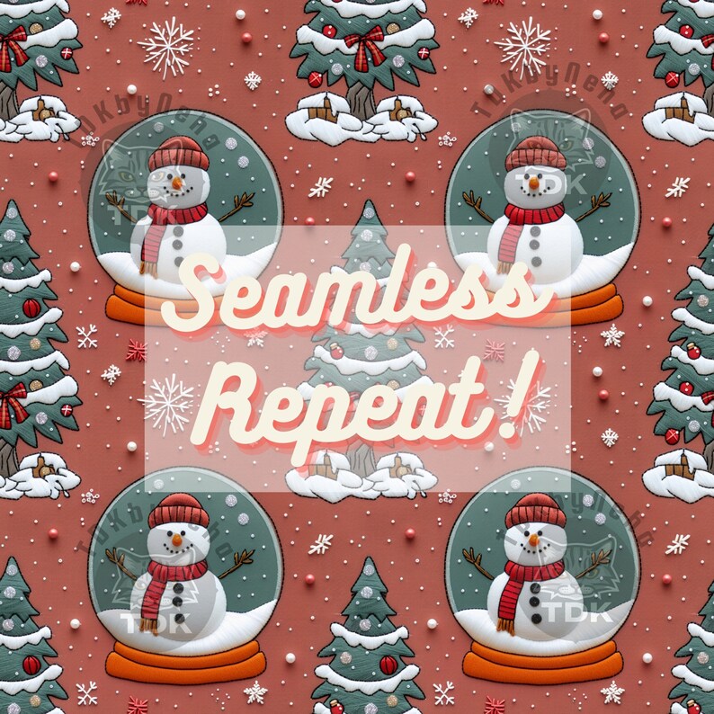 Christmas Snow Globe Seamless Pattern for Fabric Print Winter Snowman ...