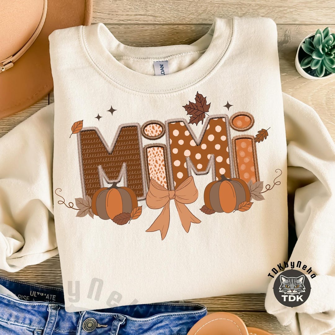 Fall Mimi PNG, Fall Grandma Coquette Pumpkin, Faux Embroidery Fall ...