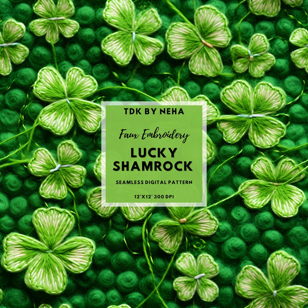 St Patricks Day Lucky Shamrock Seamless 3D Digital Paper, Green Clover ...