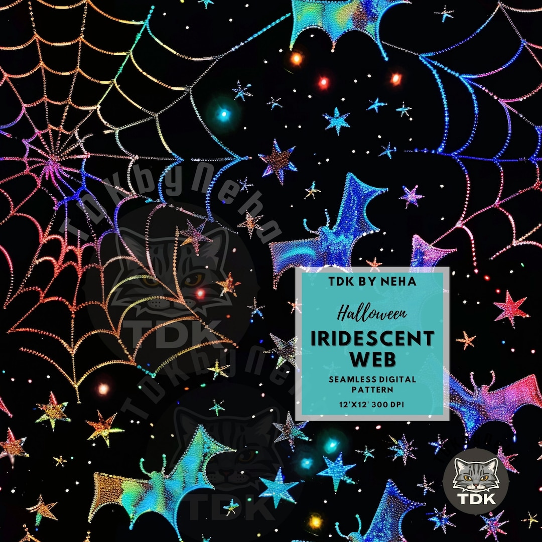 Halloween Iridescent Spider Web Seamless Digital Paper Fabric Print ...