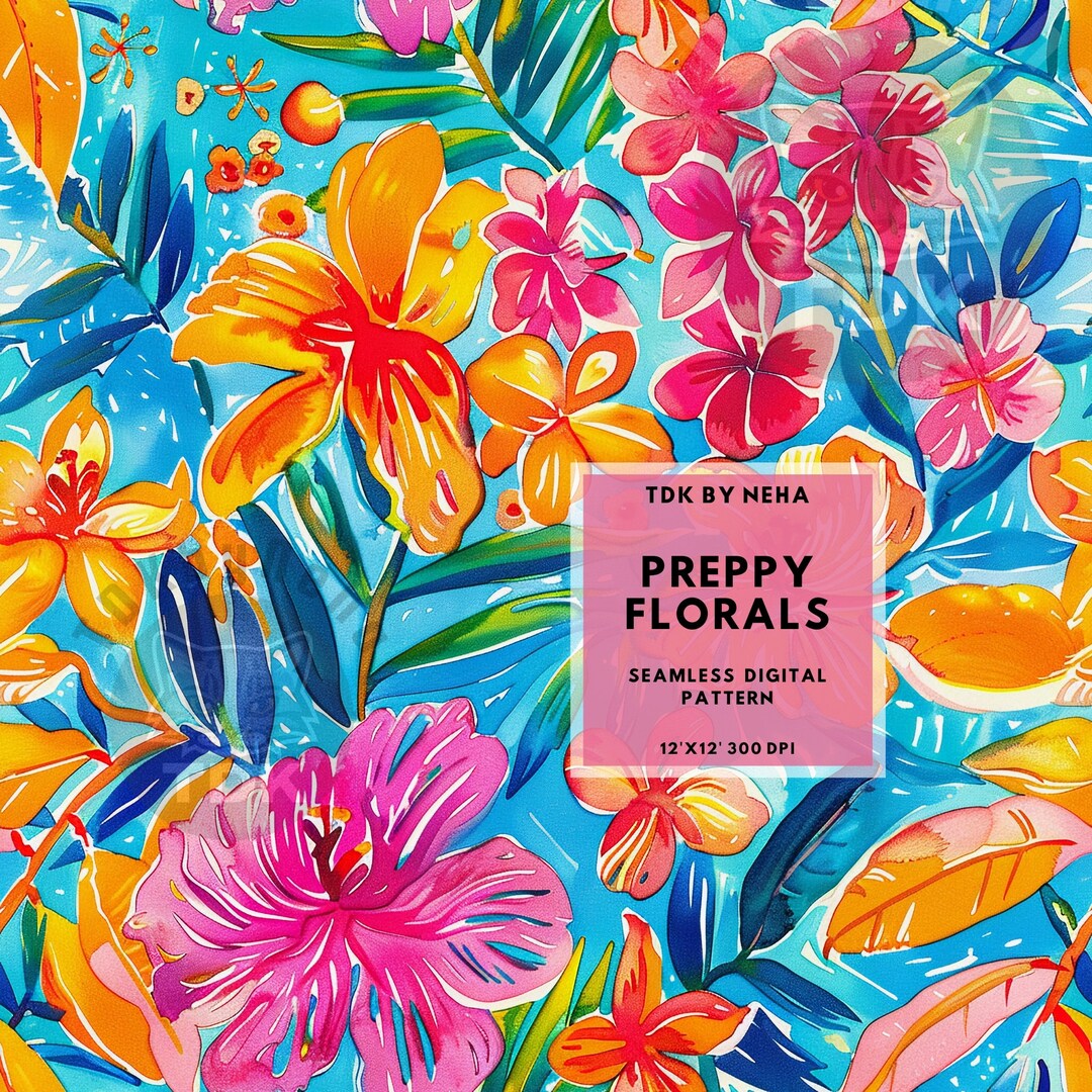 Preppy Floral Seamless Pattern Contemporary Unlimited Commercial Use ...