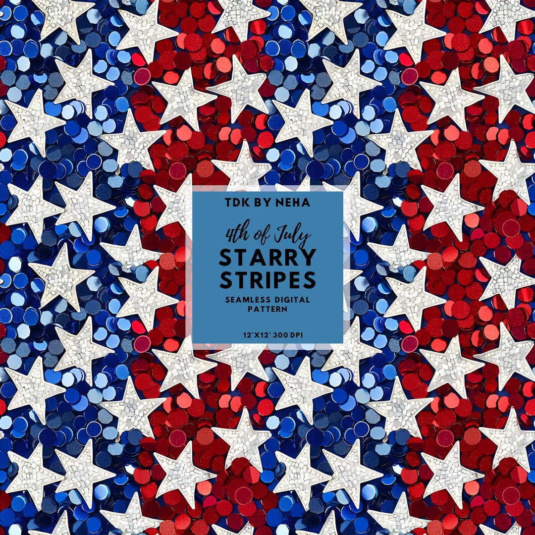 4th of July Stripes 3D Sequin Glitter Seamless Digital Paper for Fabric ...