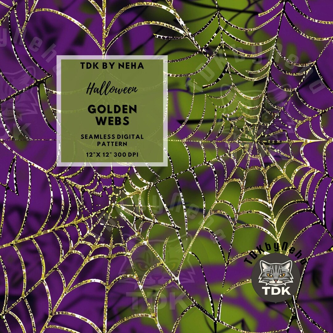 Halloween Iridescent Spider Web Seamless Digital Paper Fabric Printing ...