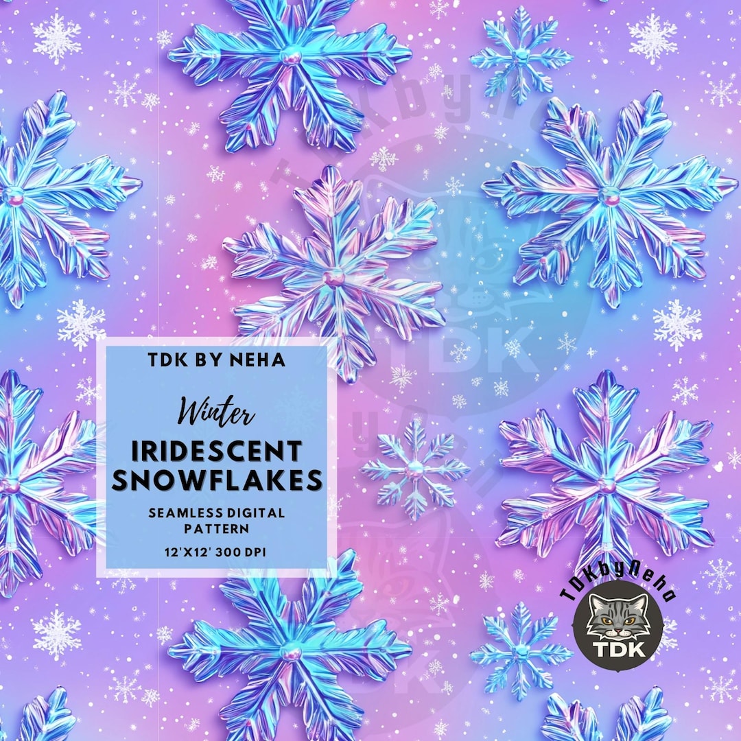 Christmas Iridescent Snowflakes Seamless Digital Paper Fabric Print ...