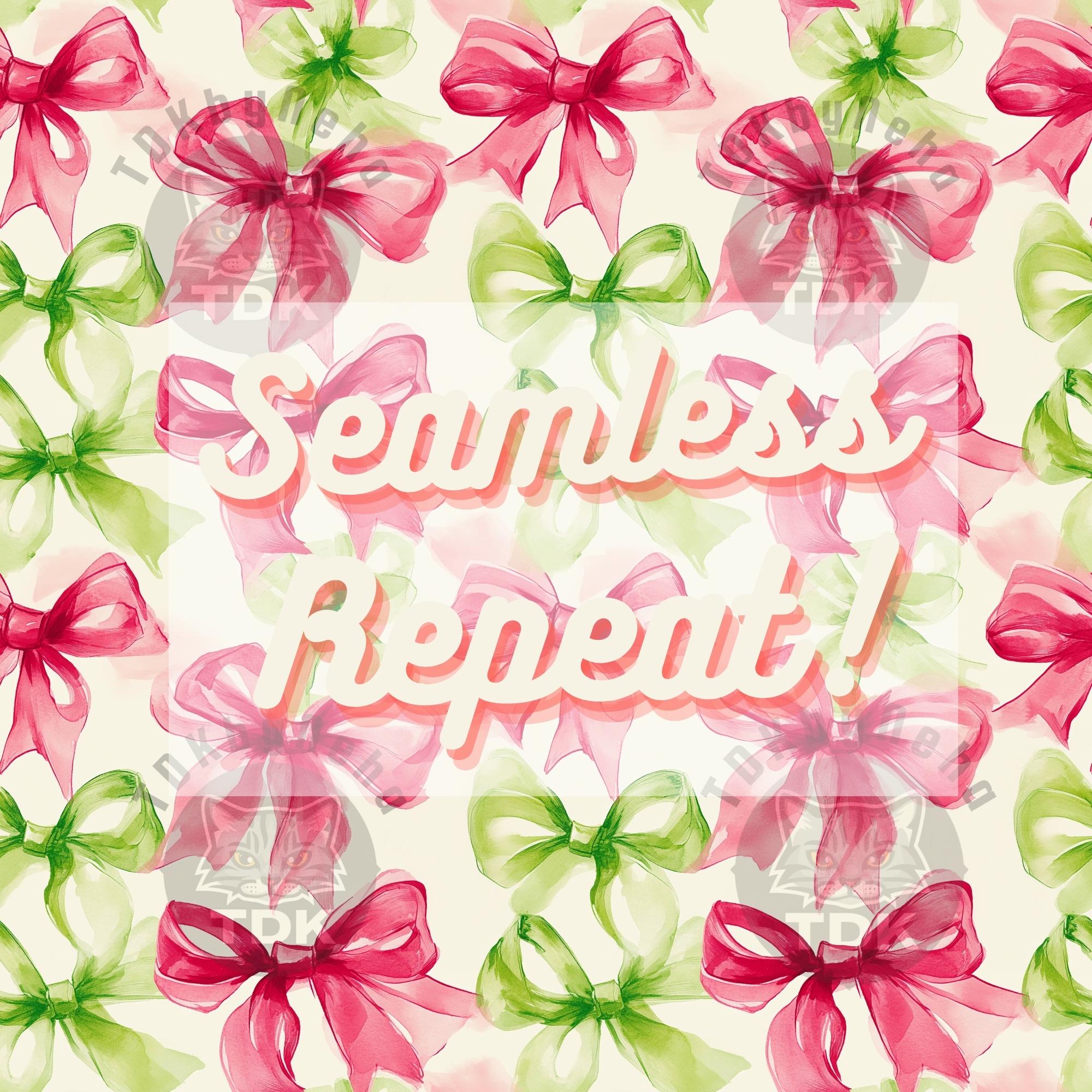 Preppy Coquette Bows Wicked Seamless File, Pink and Green Bows Seamless ...