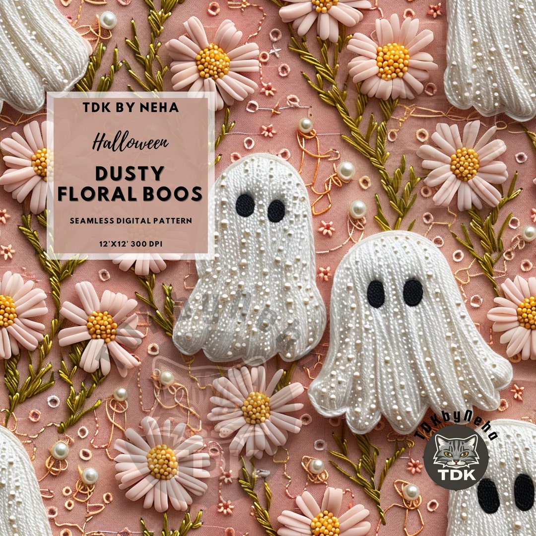 Dusty Pink Boujee Ghost Seamless Digital Paper Fabric Print, 3D Boho ...