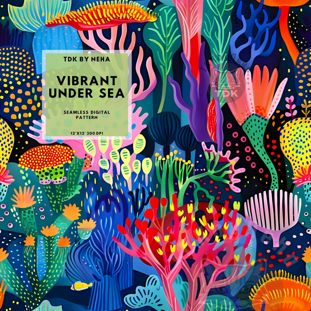 Summer Vibrant Under Sea Seamless Digital Paper Fabric Print Colorful ...