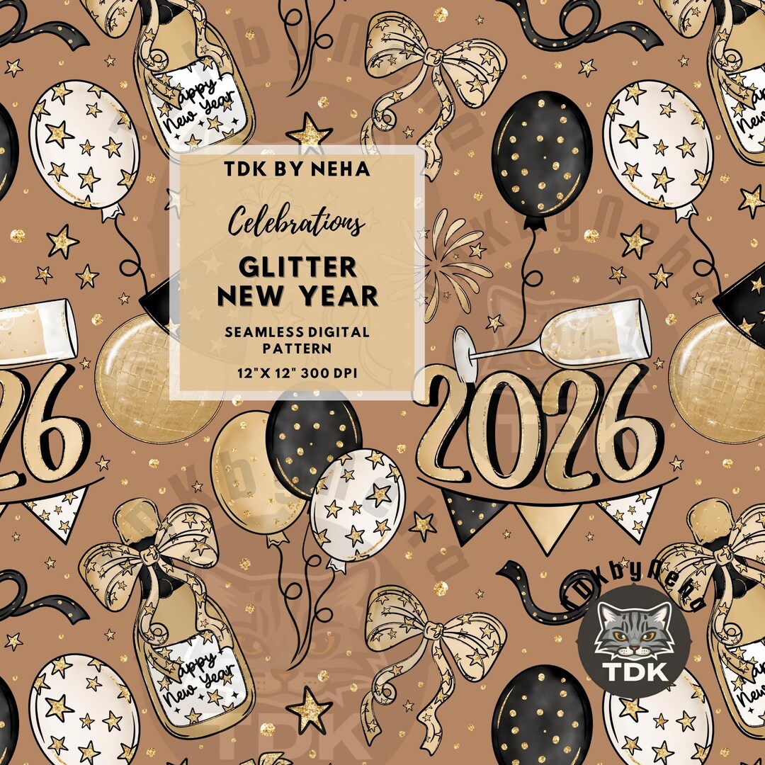 Coquette Bow Glitter New Year Seamless Digital Paper for Fabric ...