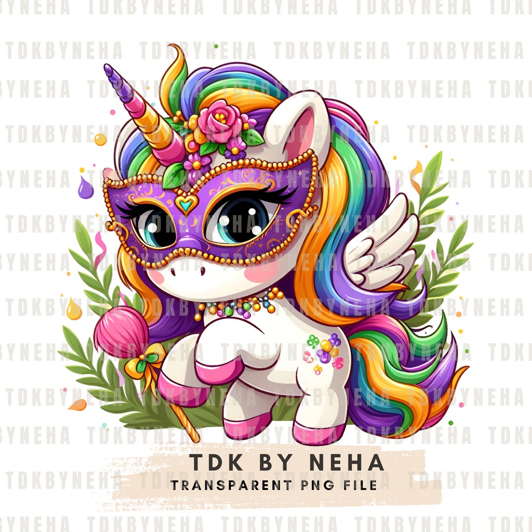 Cute Unicorn Png, Mardi Gras Girl Unicorn Png Printable, Mardi Gras ...
