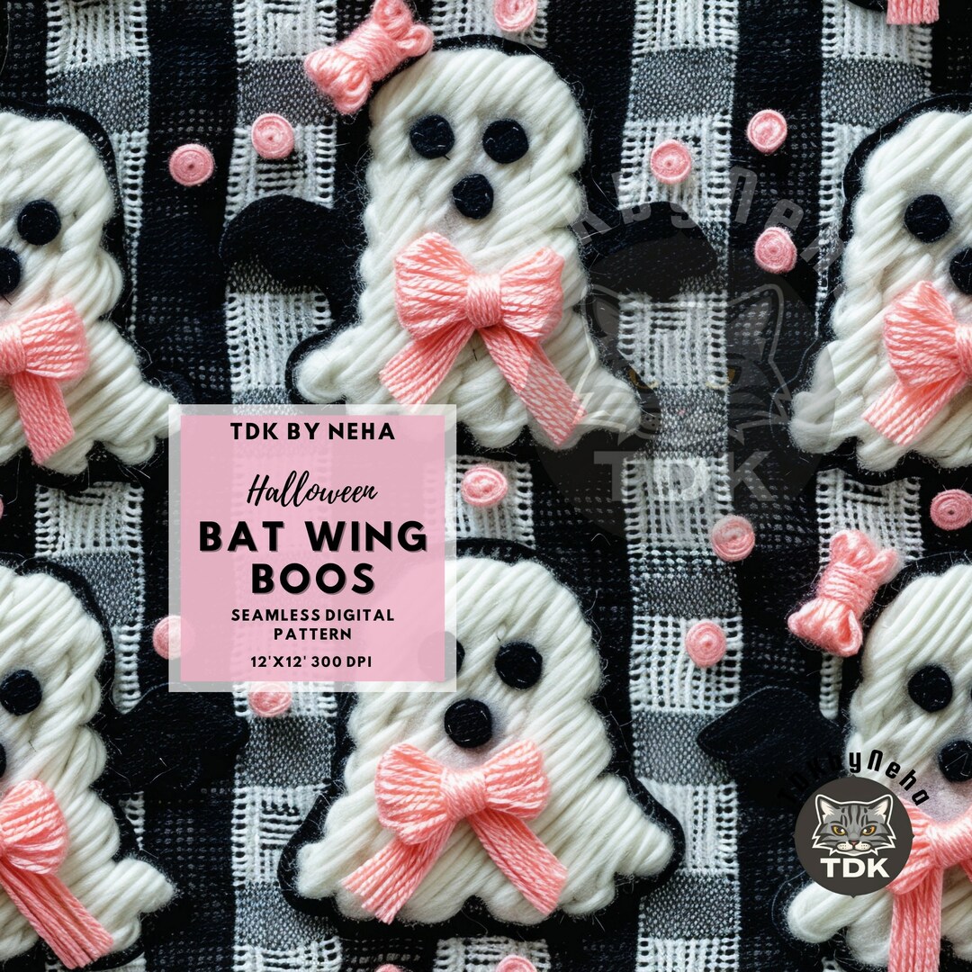 Bat Wing Ghoul Halloween Seamless Digital Paper Fabric Print, 3D Girly ...